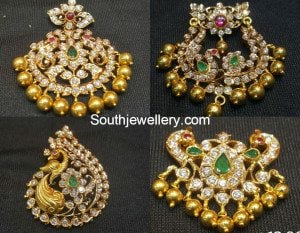 Peacock Diamond Pendants - Indian Jewellery Designs