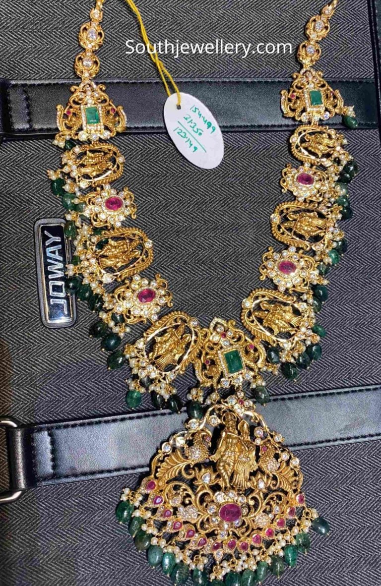 22K Gold Pachi work Radha Krishna haram - Indian Jewellery Designs