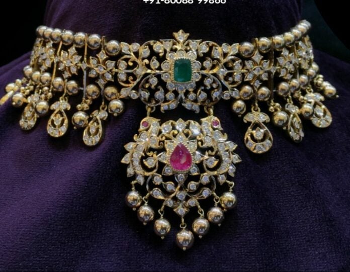 Closed setting diamond choker - Indian Jewellery Designs