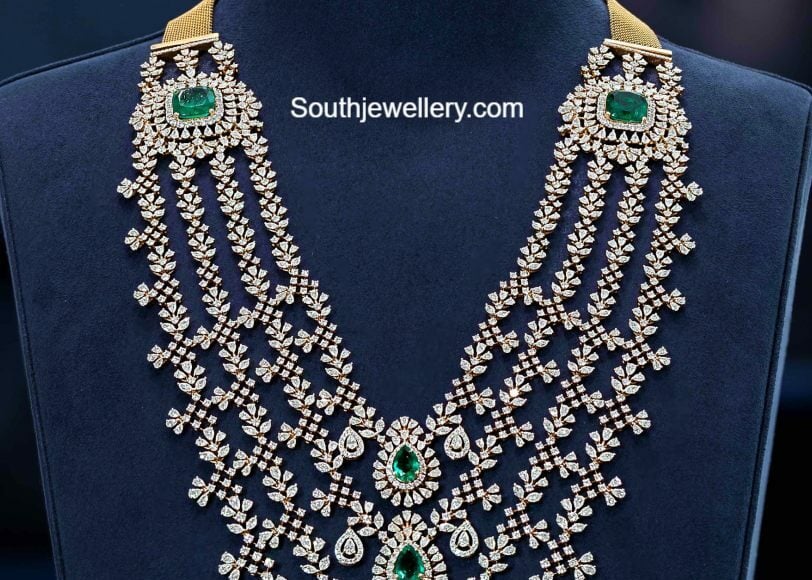 Diamond choker and mini diamond haram - Indian Jewellery Designs