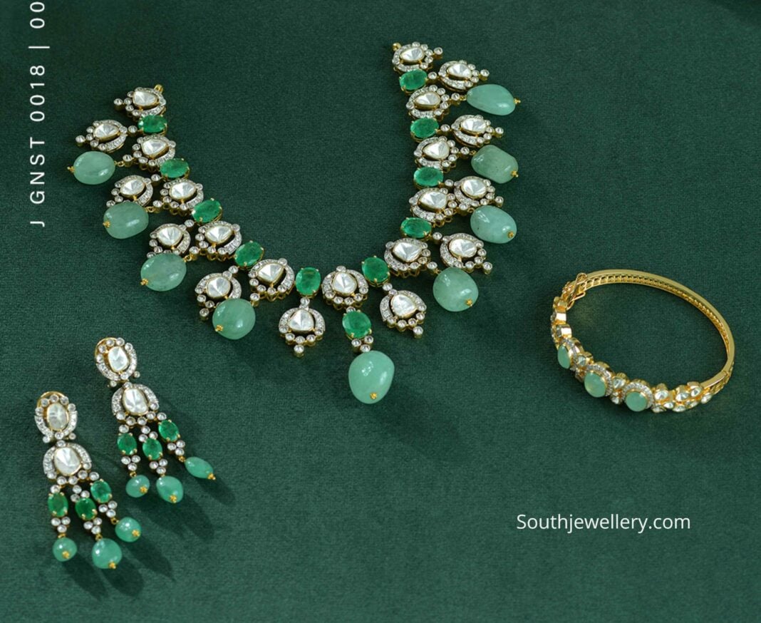 Latest polki necklace sets by Krishna Jewellers Pearls & Gems - Indian ...